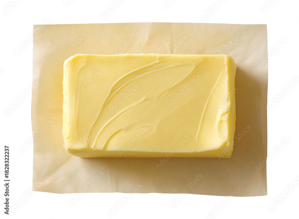 Rectangular block of yellow butter isolated on transparent background ...
