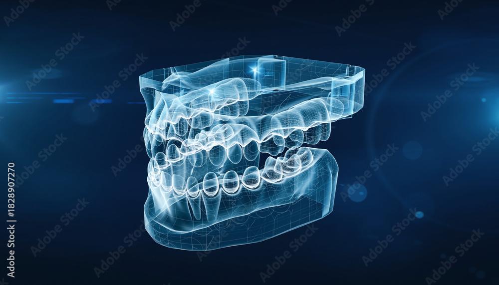 Dental X-Ray Model: A detailed dental model showcases teeth and jaw ...