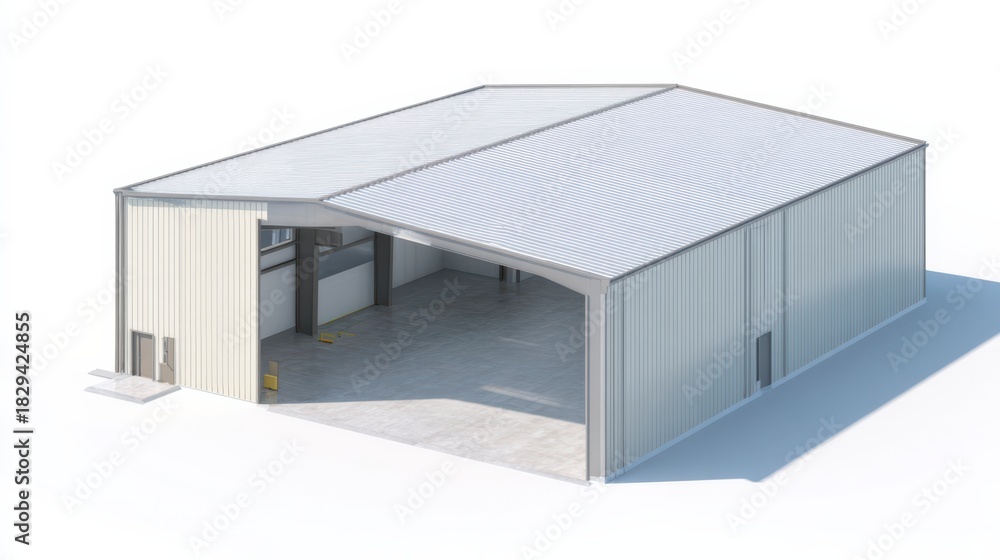 Industrial Warehouse: An expansive industrial warehouse with an open ...