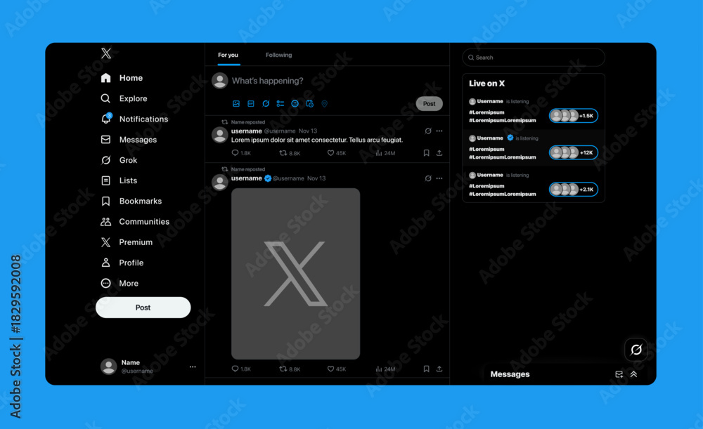Image vectorielle Stock X formerly Twitter Web Desktop App UI design ...