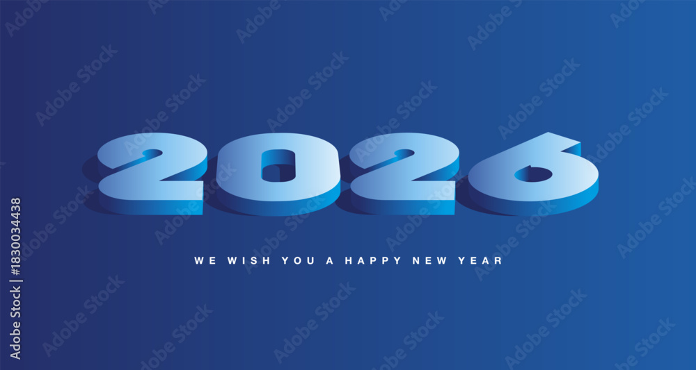 2026 technical drawing 3D numbers in the form of a metal plate with ...