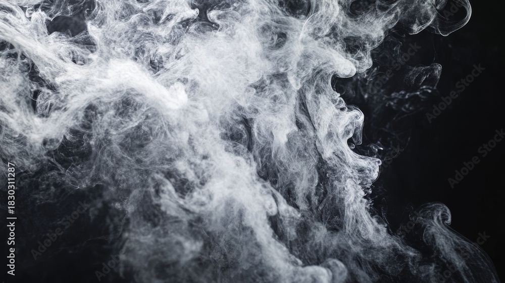 Boiling water vapor rising from invisible source, ghostly white steam ...