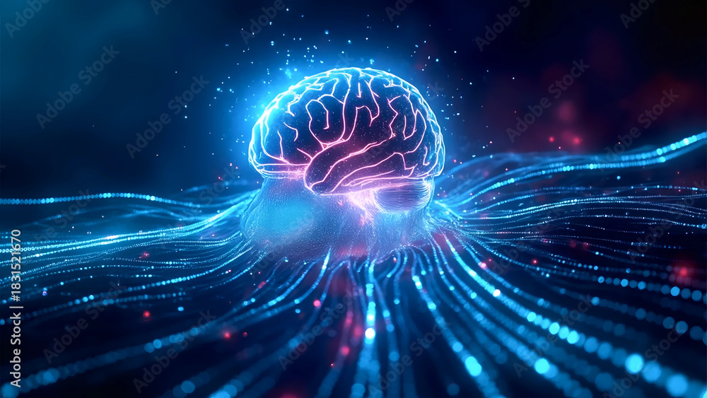 AI Neural Network - Digital Brain, Data Flow, Machine Learning | Artificial Intelligence Brain ...