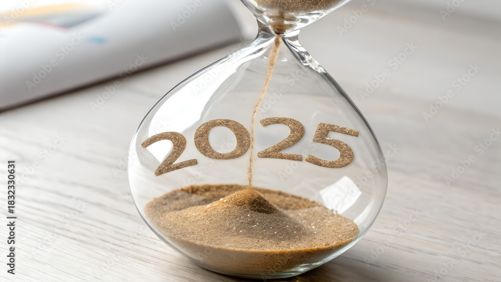 Illustration Stock 2025 falling sand taking the shape of a 2025 in ...