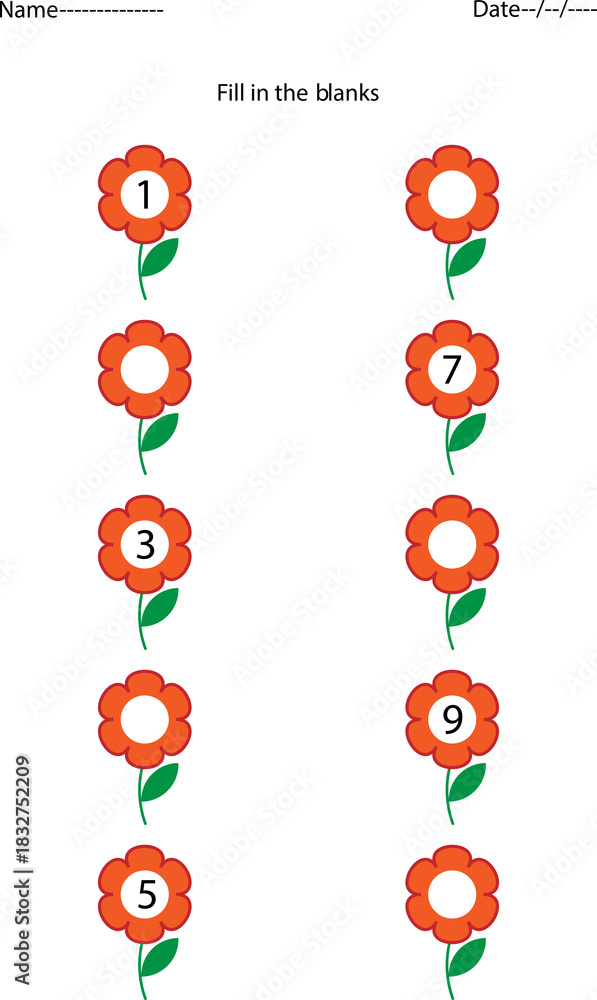 Illustration Stock Colorful flower counting worksheet for counting ...