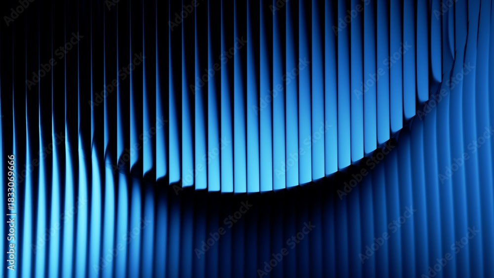 Futuristic curved glass texture with deep blue reflections, abstract ...