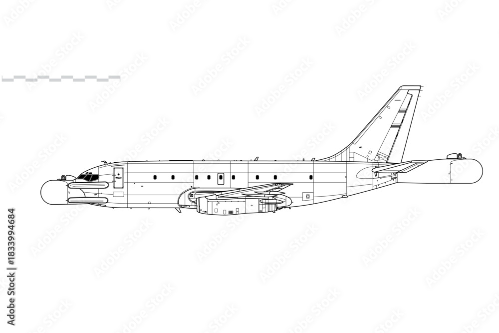 Boeing NT-43A. Vector drawing of electronic equipment test aircraft ...