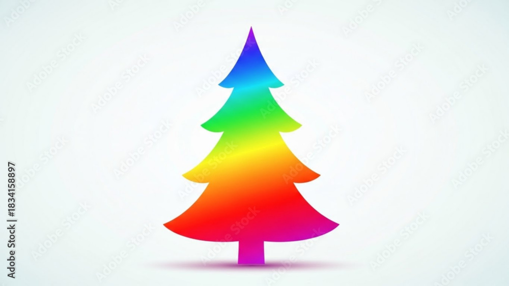Praca wektorowa bez tantiem: A vibrant rainbow gradient christmas tree ...