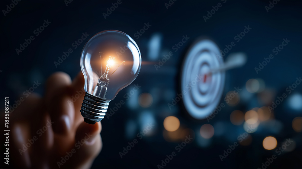 Professional targeting 2026 goals with light bulb and dartboard ...