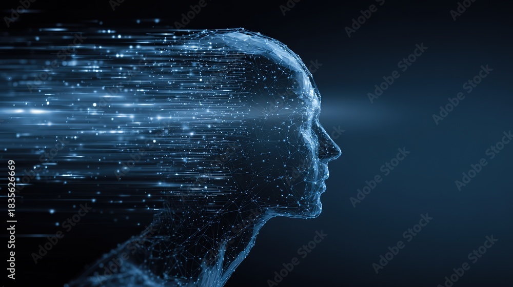 Stock-Illustration „Digital Human Profile: A stylized digital ...