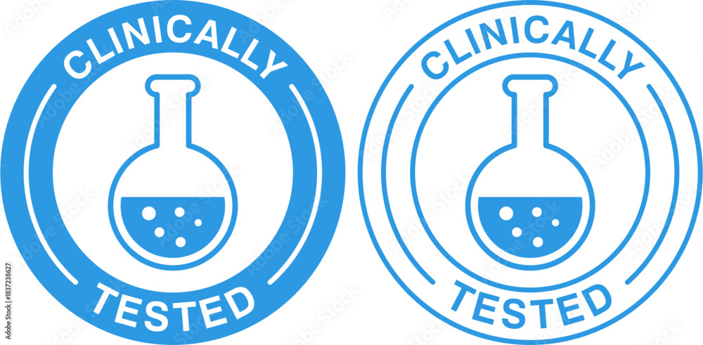 Clinically Tested Icons Black Filled and Outline Style Medical ...