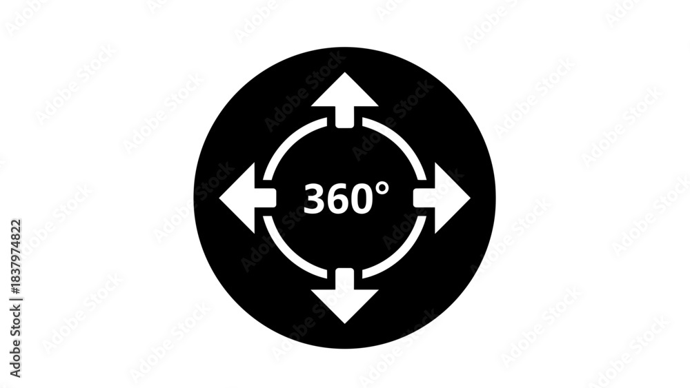 Vector de Stock 360-Degree View Icon – Full Rotation Navigation Symbol ...