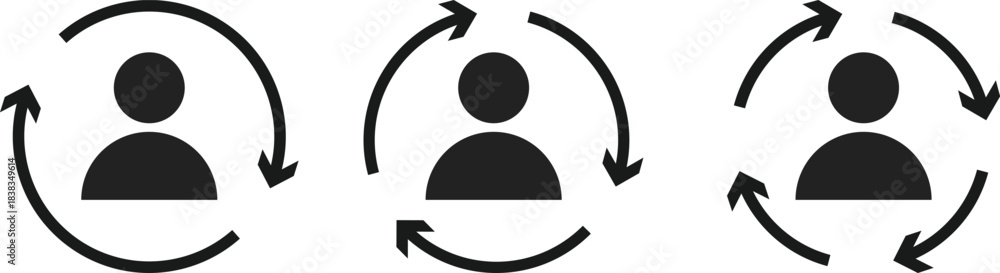 Replace Person Icon Set. User Substitution and Profile Swap Symbols ...