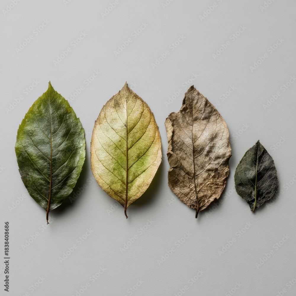 Four stages of leaves decomposition: from fresh green to brown and ...