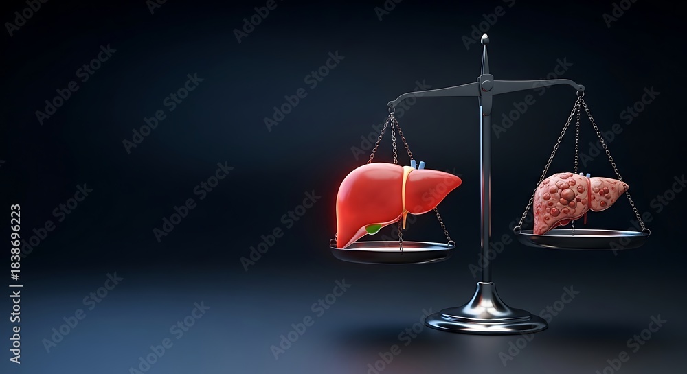 Liver Health Balance Comparison Anatomy Healthy Vs Unhealthy Organ ...