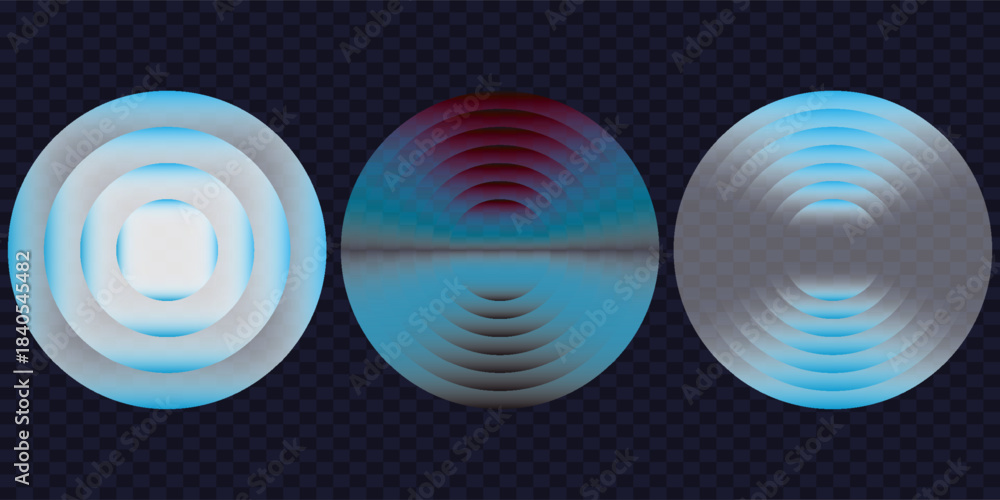 Sound wave. Signal concentric circle. Round light effect. Wifi range ...