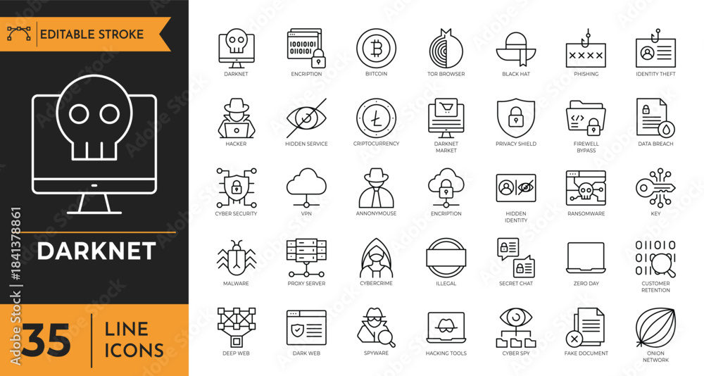 Darknet icon set. Vector illustration Stock Vector | Adobe Stock
