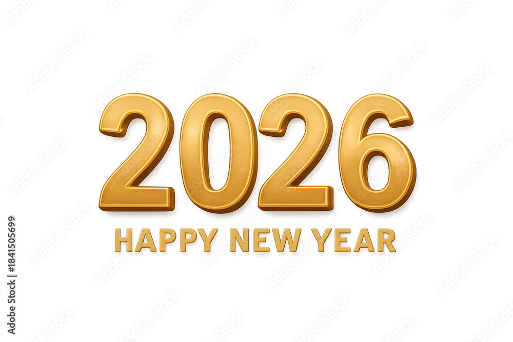Stock-Foto „2026 happy new year golden 3d text celebrating the upcoming ...