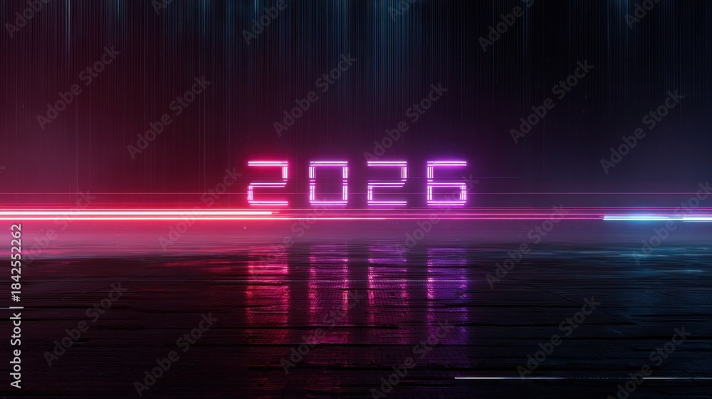 Fotografie Neon 2026: A futuristic vision illuminates the upcoming year ...