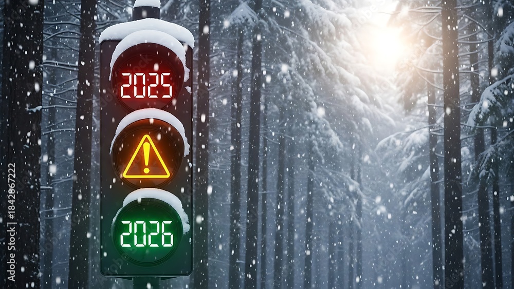 Traffic light shows 2025 red and 2026 green with warning in between ...