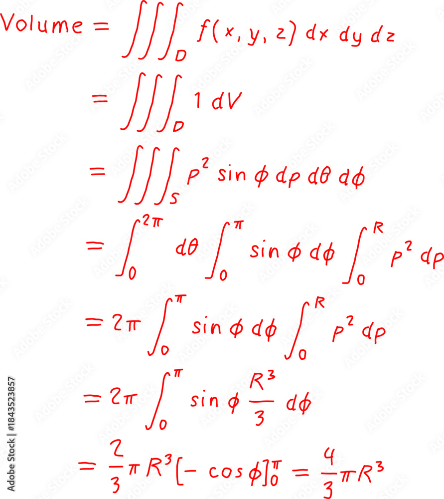 Stock-Vektorgrafik „Handwritten calculus notes showing triple integral ...
