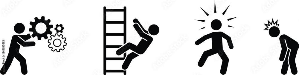 Workplace Accident Hazard Pictogram Icons Illustration Showing ...