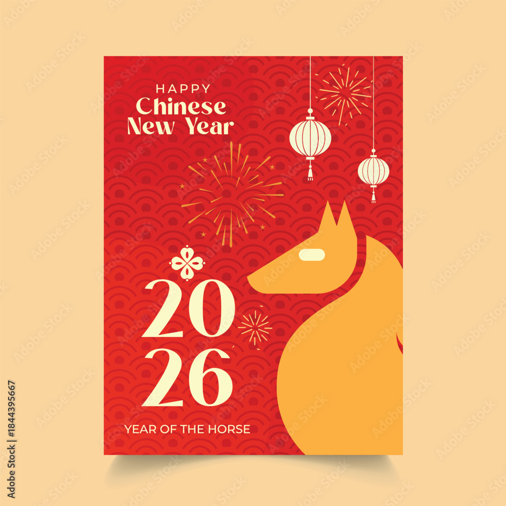 Stock-Vektorgrafik „chinese new year 2026 design, poster, banner ...