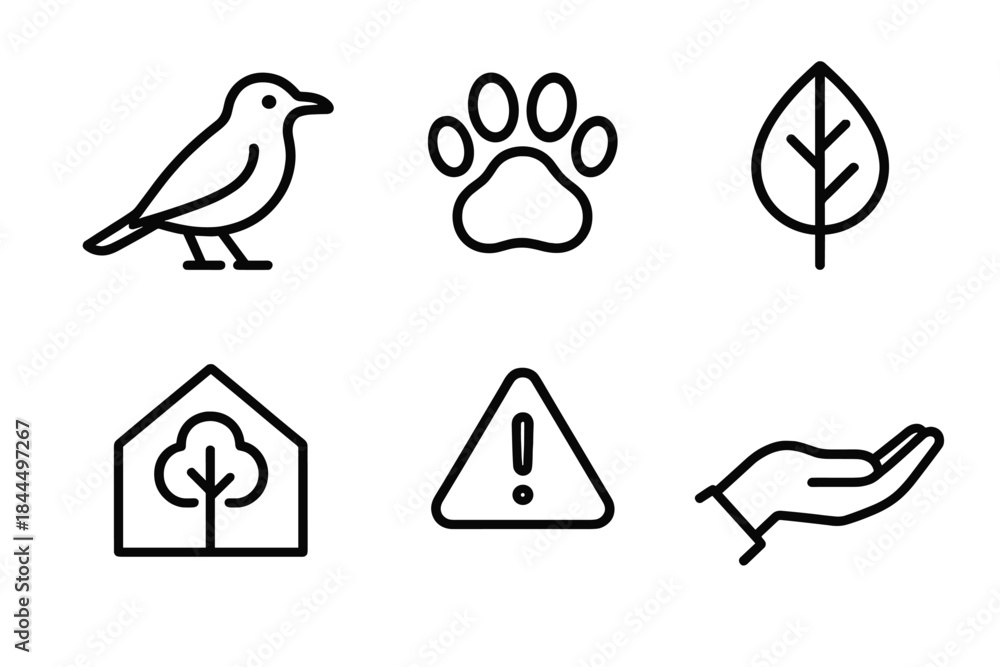 Endangered Species Icons. Endangered Species Awareness linear set: rare ...