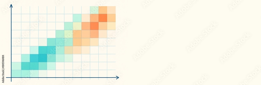Abstract heatmap graph with blue-orange gradient and grid on light ...