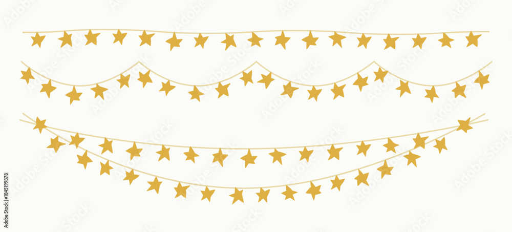 Star garlands, festive lights set. Christmas decorations on strings ...