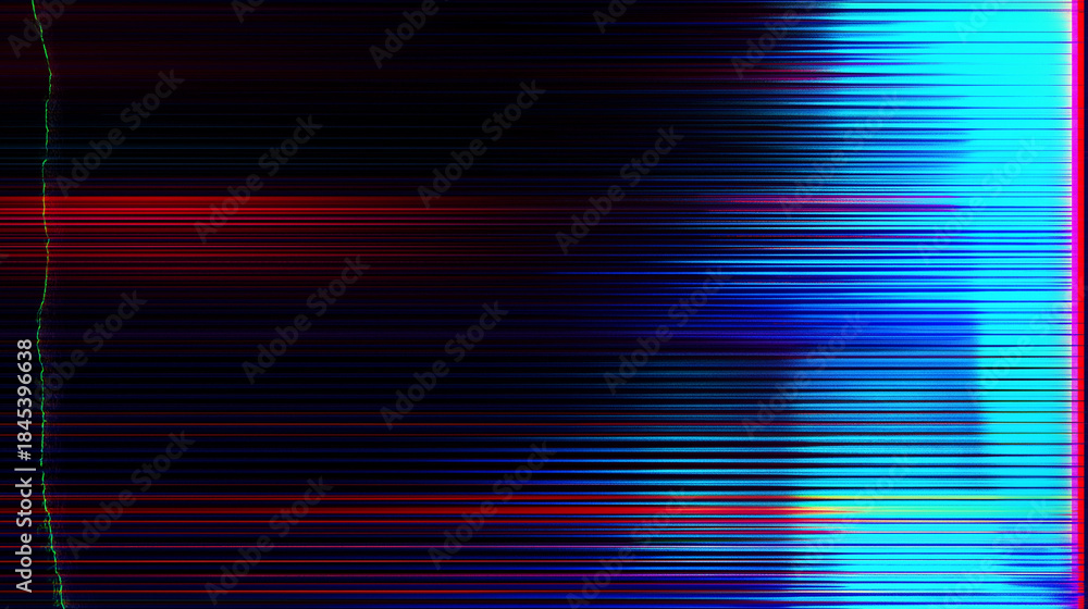 Glitchy CRT screen background with colorful horizontal scanlines, RGB ...