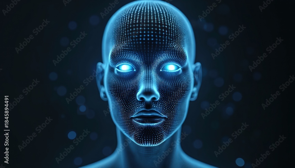 Digital face scan uses ai recognition for security, identification ...