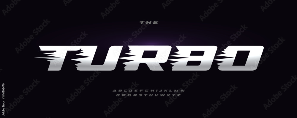 Turbo Speed Font Logo Alphabet Vector Dynamic Sharp Letters Set ...