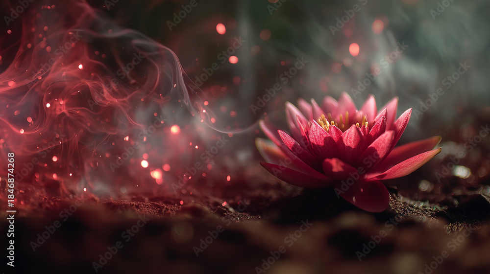 first chakra root chakra red lotus on the ground radiating red light ...