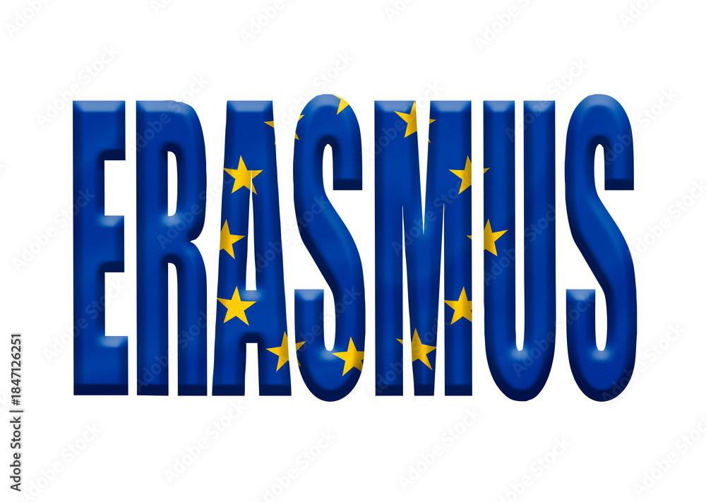 Digital Composite. 16th December 2025..The word ERASMUS with a fabric ...