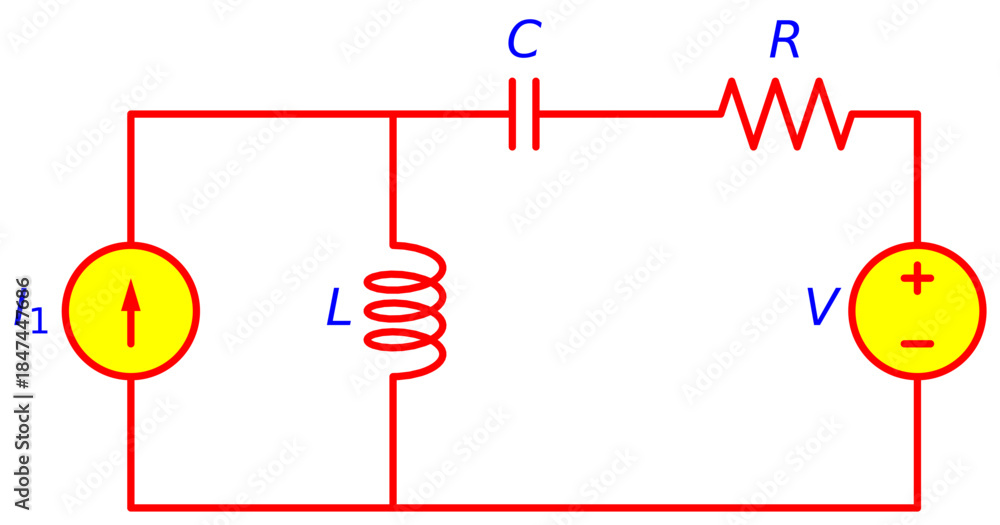 Editable RLC electrical circuit diagram with resistor, capacitor and ...