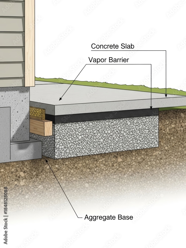 Foto de Stock Cross-section illustration showing the construction of a ...