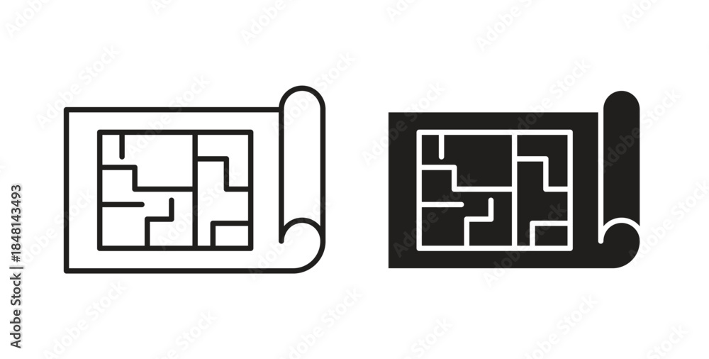 Architecture plan icon vector Illustration and outline Icons. vector ...