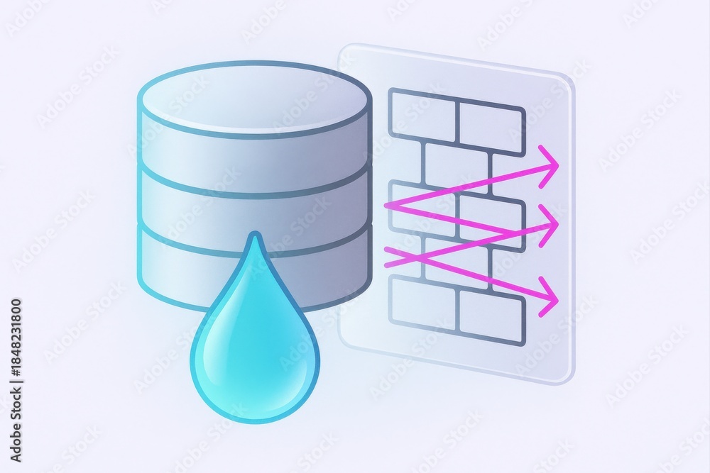 Data flow representation with a water droplet illustrating liquidity in ...
