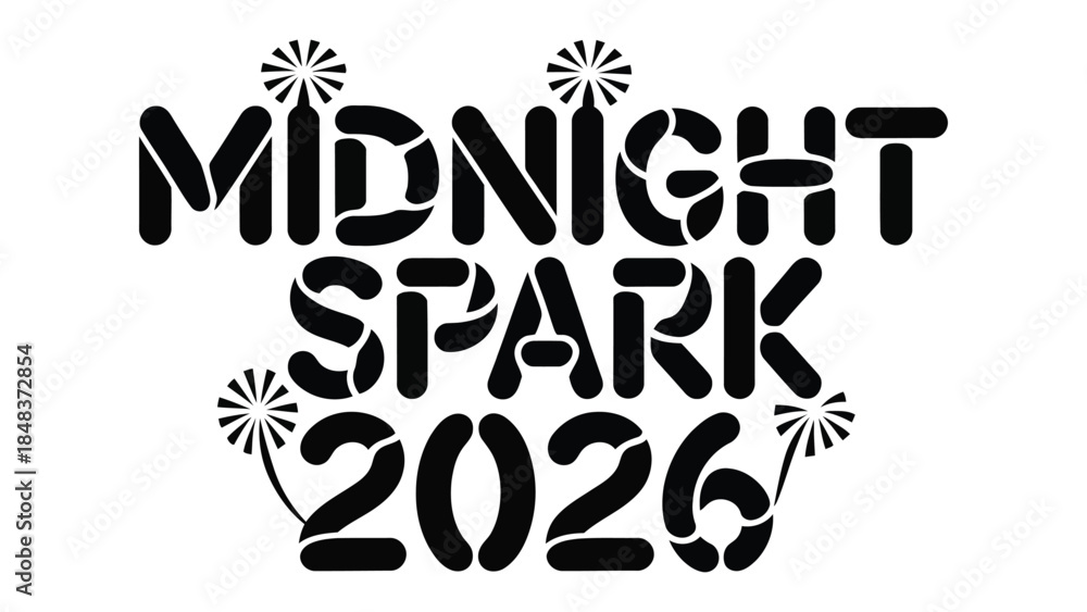 Midnight Spark 2026: A bold and festive graphic design that spells out ...