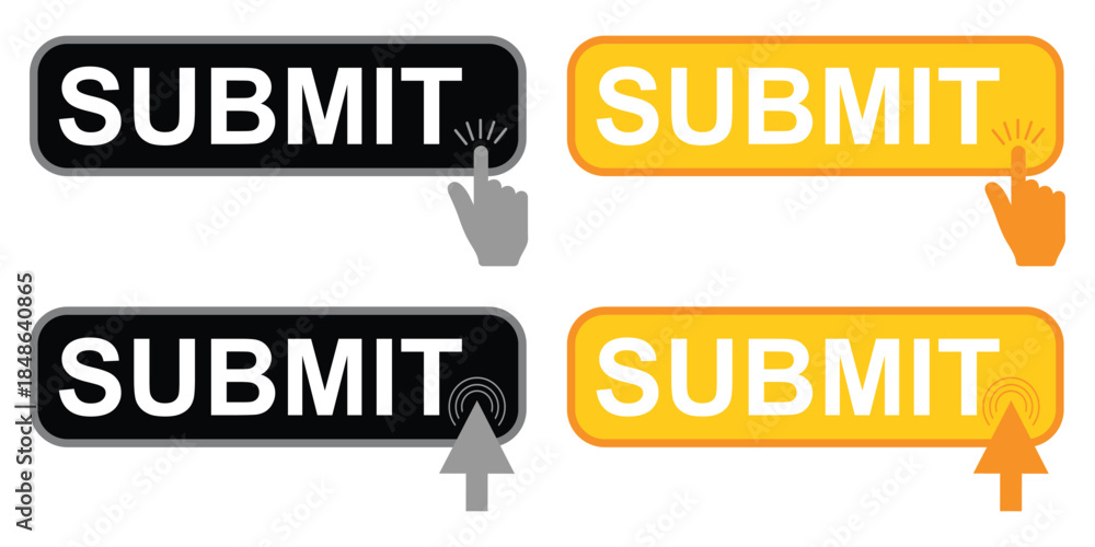Submit Button and Ribbon, Modern Glossy Web UI Element, Vector ...