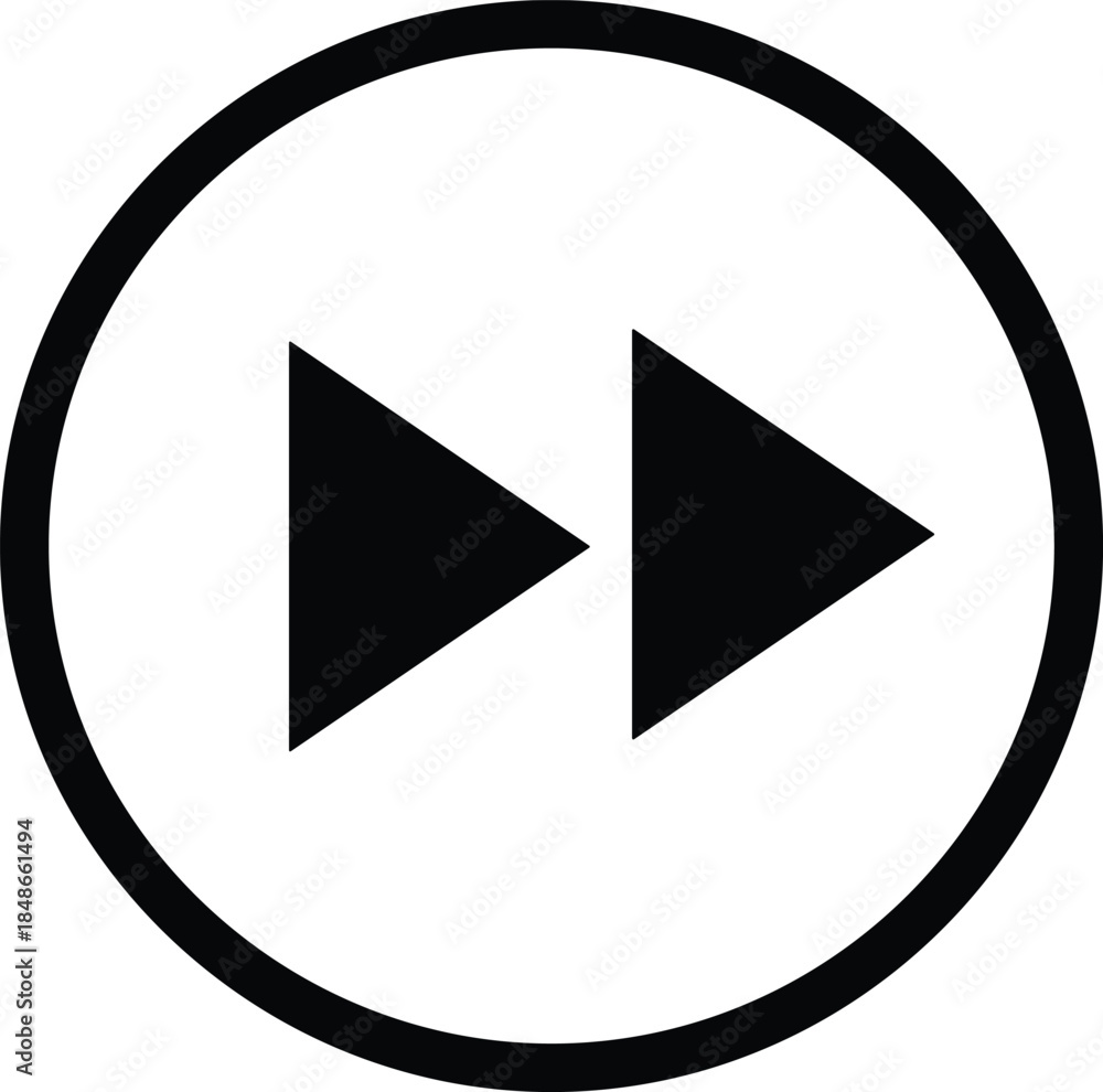 Fast forward media control icon, double play arrow button, minimal ...