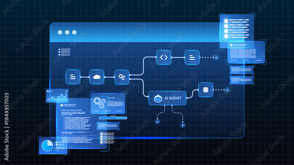 Image vectorielle Stock AI workflow automation artificial intelligence ...