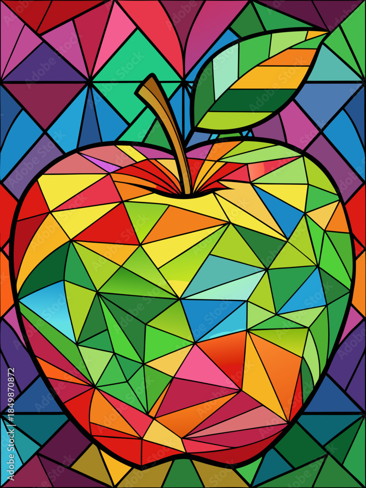 Vector de Stock Apple real, Stained Glass Style , rainbow color | Adobe ...