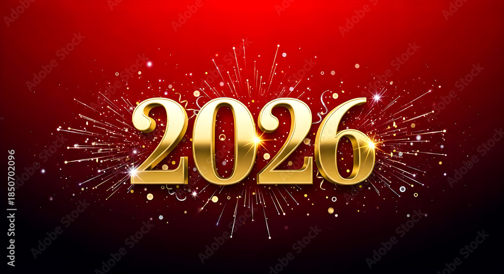 Golden 2026 Celebration: Sparkling Fireworks Display With Bold Year And ...