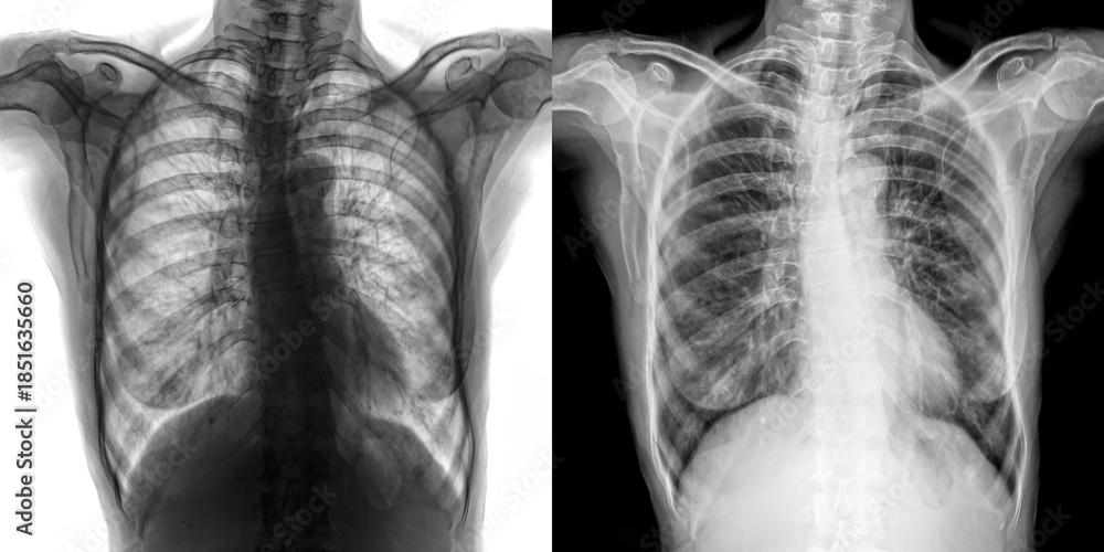 Chest Pa View X-Ray Radiograph Showing Lung Fields and Thoracic Anatomy ...