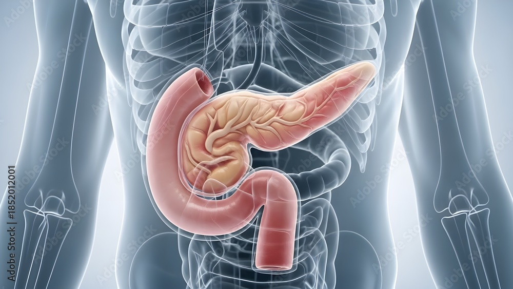 Stock-Illustration „Anatomical illustration of the human pancreas and ...