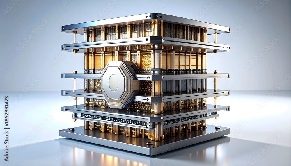 Illustration Stock Exploded view of a modular quantum processor ...