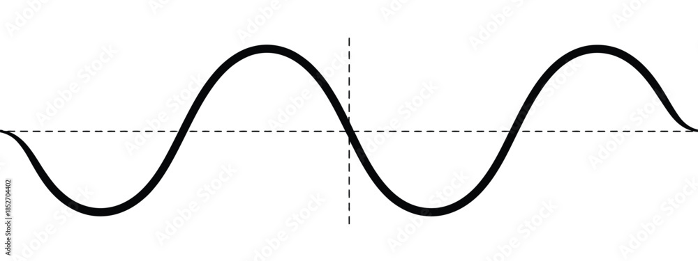 Sine wave vector with labeled x and y axes, smooth waveform diagram ...