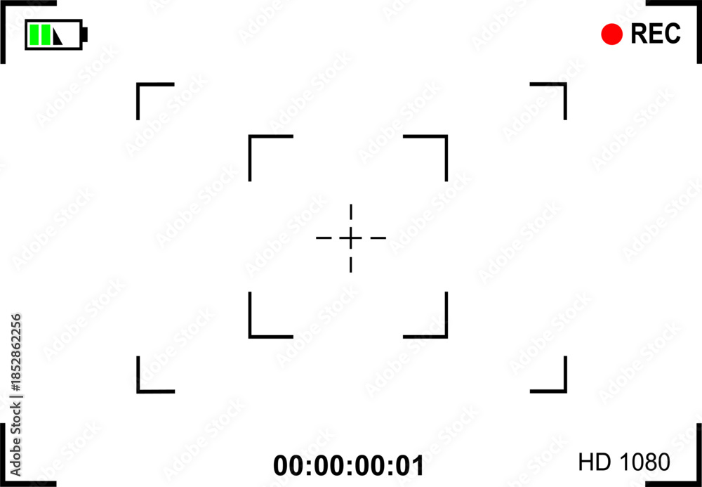 Digital Video Camera Viewfinder Interface Overlay with REC Indicator ...